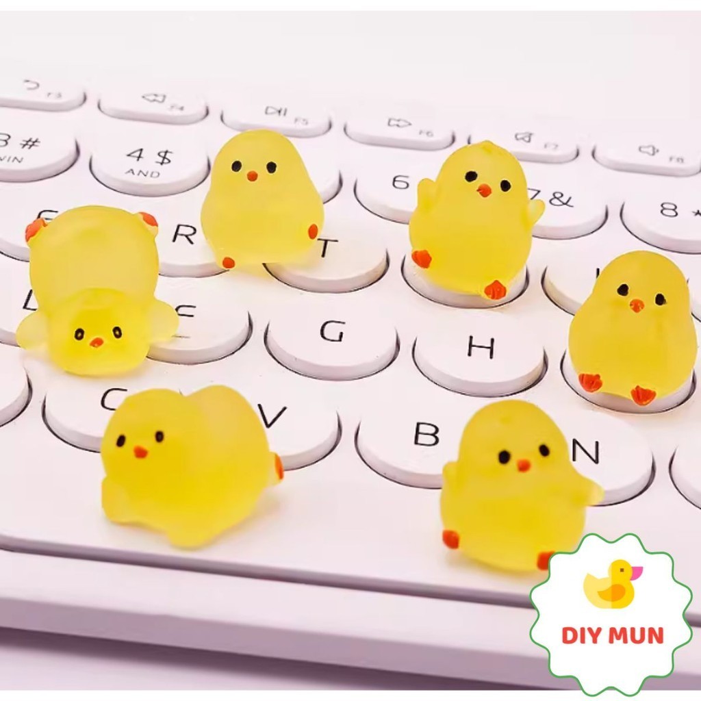 Mun DIY Combo 5/10 charm 3D dạ quang , đồ trang trí hình gà con , vịt ...