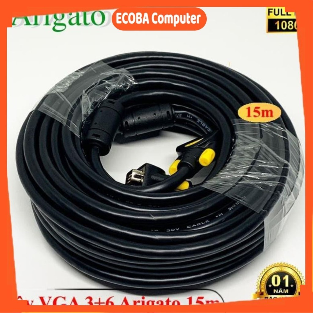 DÂY VGA 3+6 ARIGATO 5m,10m,15m,20m đảm bảo chất lượng hàng chính hãng giao màu ngẫu nhiên ECOBA ...