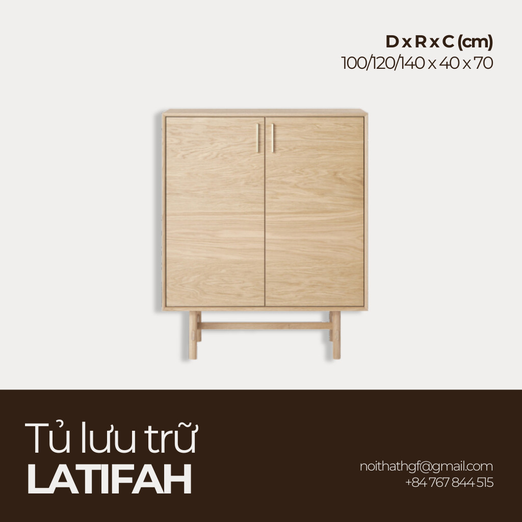 LATIFAH, Tủ lưu trữ 2 cánh phong cách Japandi, TLT_041, Chiều dài x 40 x 70 cm, Nội thất HGF ...