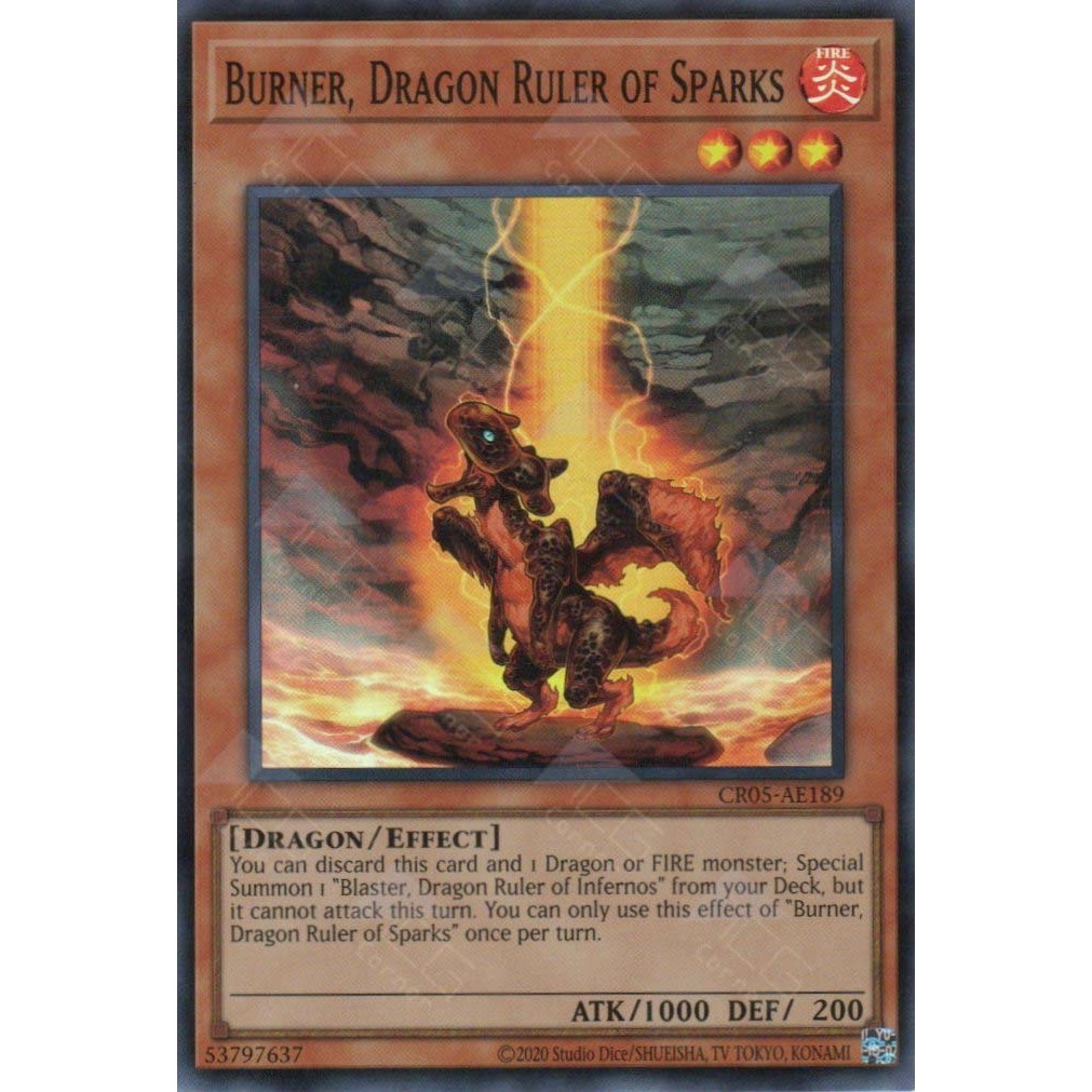 [ Bài Yugioh Chính Hãng ] CR05-AE189 Burner, Dragon Ruler of Sparks ...