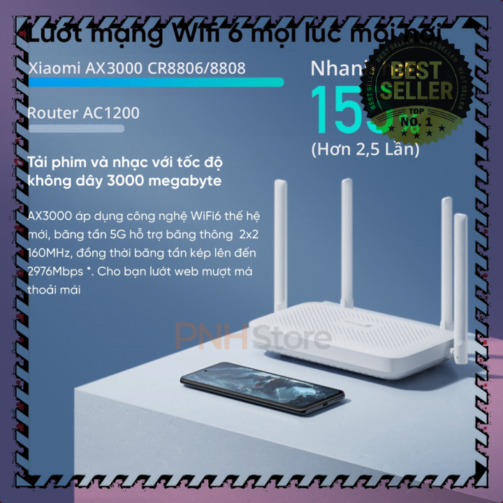 MANTOSIMPLE Bộ phát Router Wifi XM AX3000 CR8808 Chuẩn WIFI 6 Hỗ trợ ...