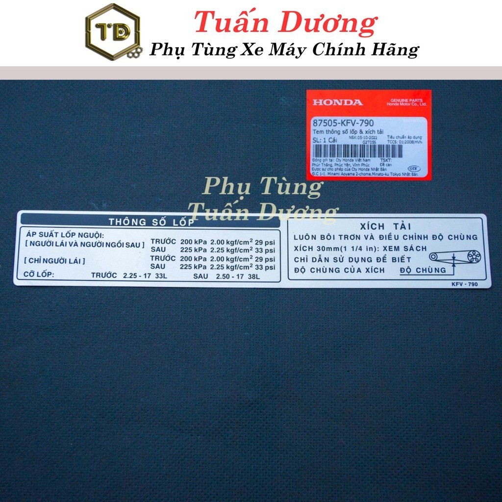 Tem Thông Số Xích Tải Super Dream Loại Zin Honda [ CHÍNH HÃNG ] - Tem ...