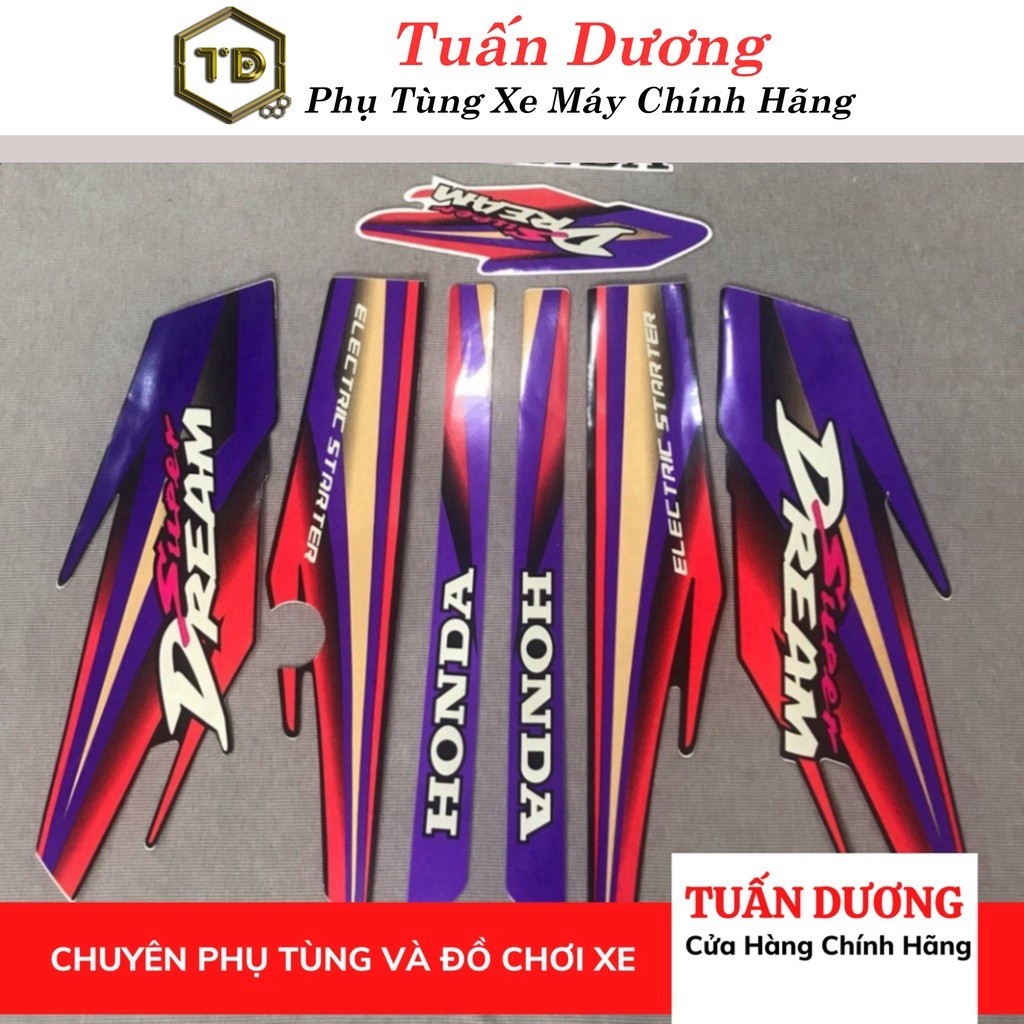 Trọn bộ tem Super Dream 1999 màu tím - Tem Dán Xe hàng đẹp lắp được cả ...