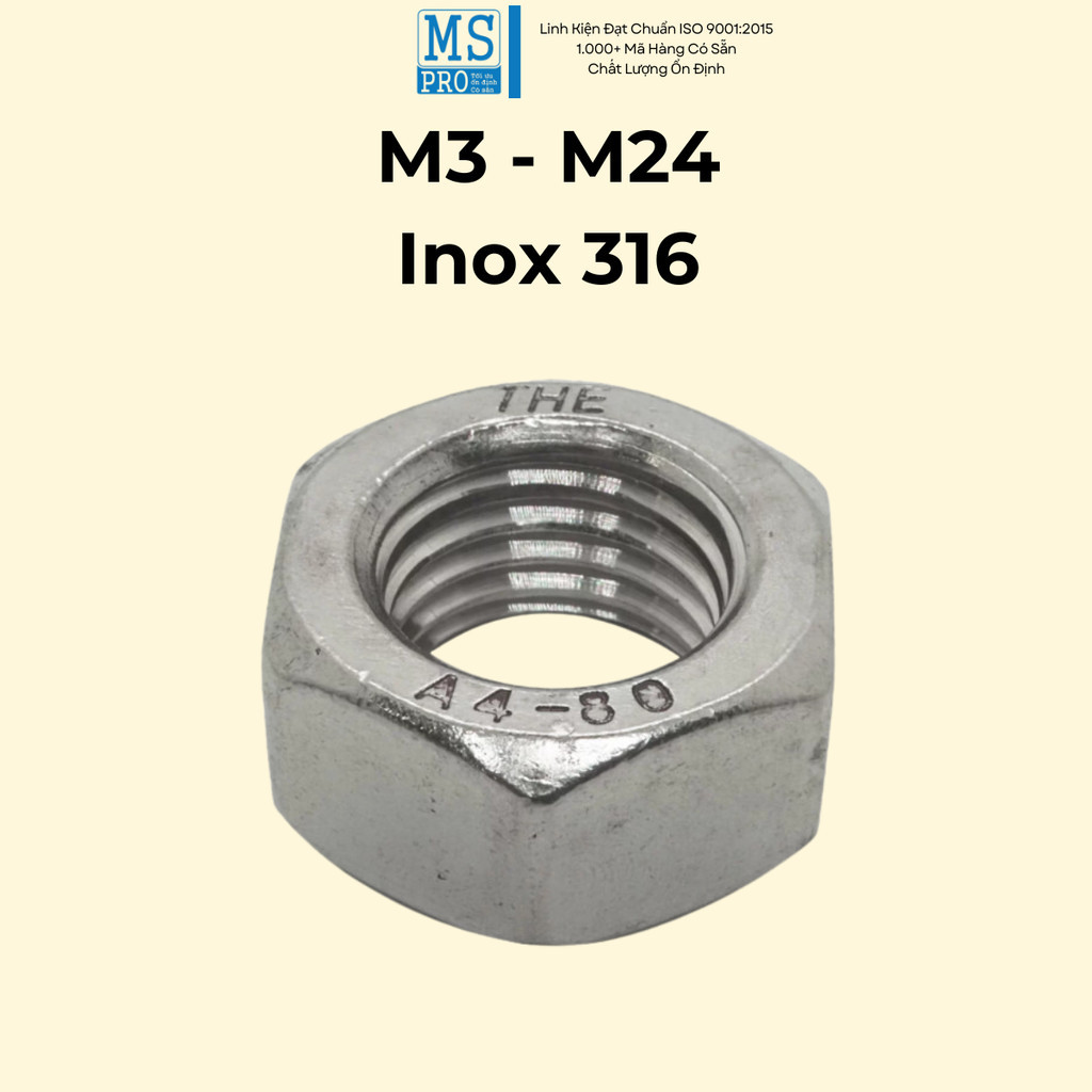 [SL 10 con] Đai ốc, tán dẹp, tán ecu INOX 316 MS PRO M10 M12 M14 M16 M18 REN THƯỜNG | Shopee ...