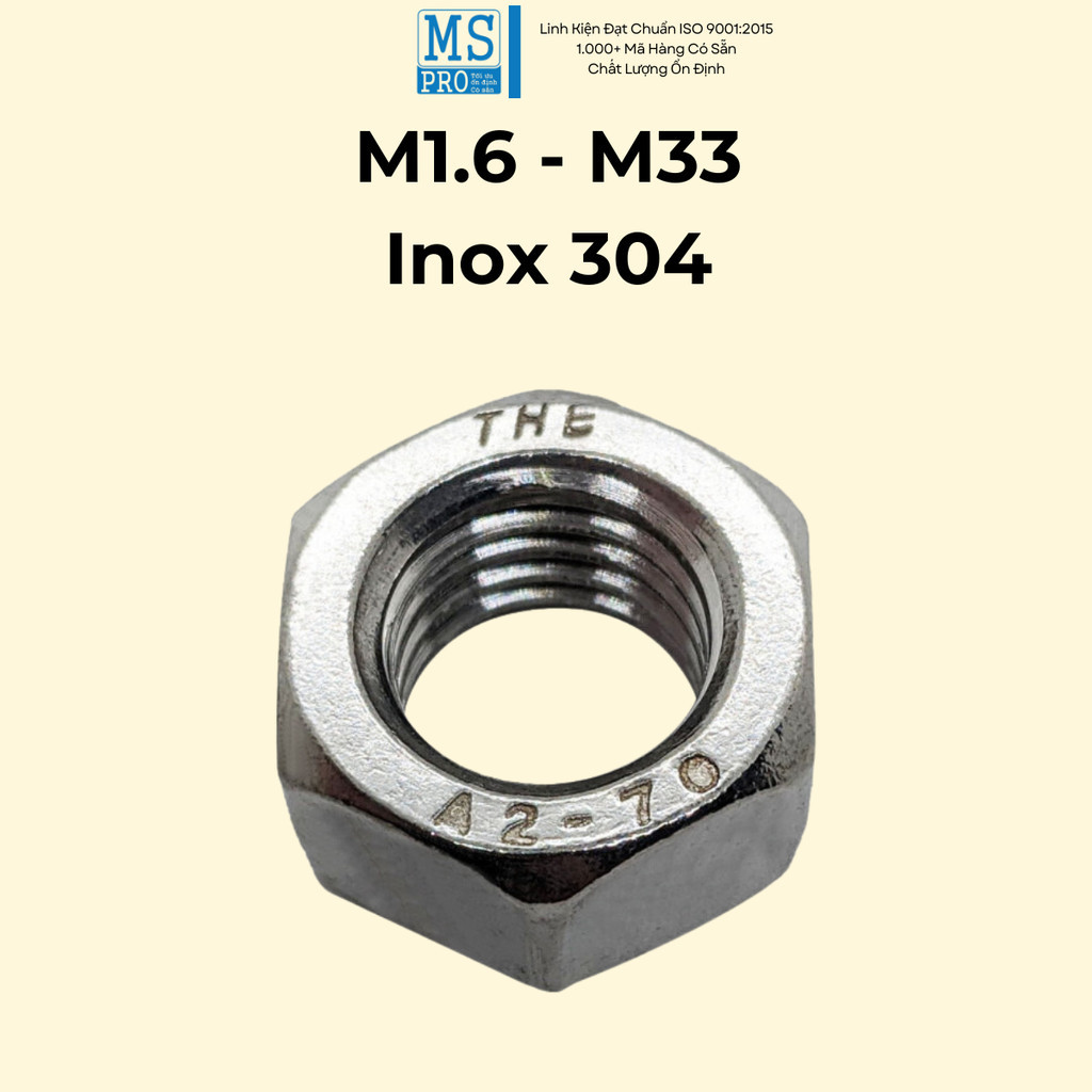 Đai ốc, tán dẹp, tán ecu INOX 304 M14 M16 M18 M20 M22 M24 REN THƯỜNG | Shopee Việt Nam