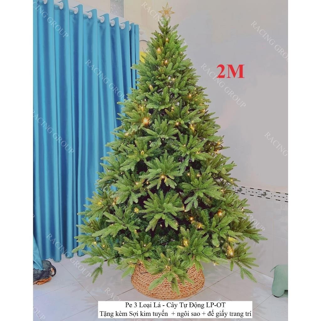 Cây Thông Noel PE 3 Loại Lá Cây Tự Động Cao 2M1 Tặng Kèm 1 Ngôi Sao Xi ...
