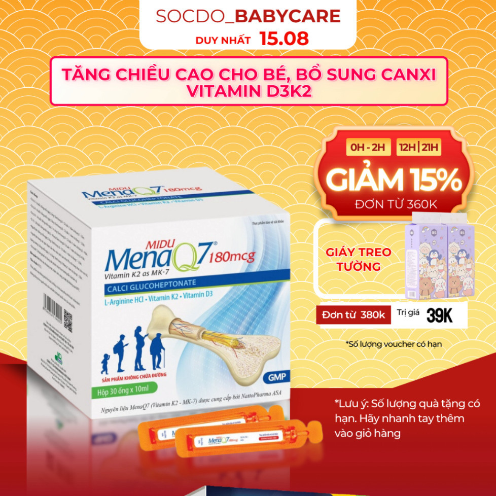 Combo 2 hộp Midu MenaQ7 180mcg - Phát triển chiều cao cho trẻ em và ...