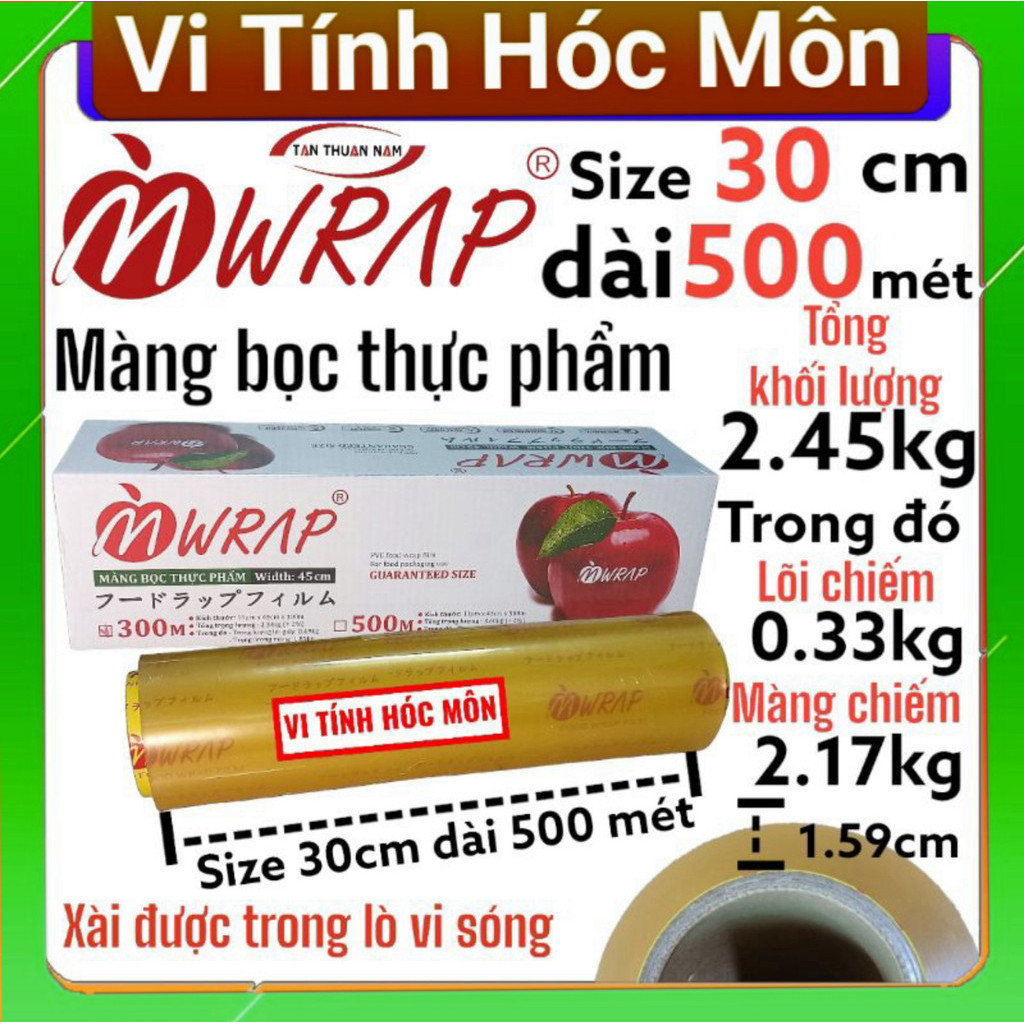 Màng bọc thực phẩm mwrap M30-30CM dài 500 mét Tân Thuận Nam M-Wrap vi ...