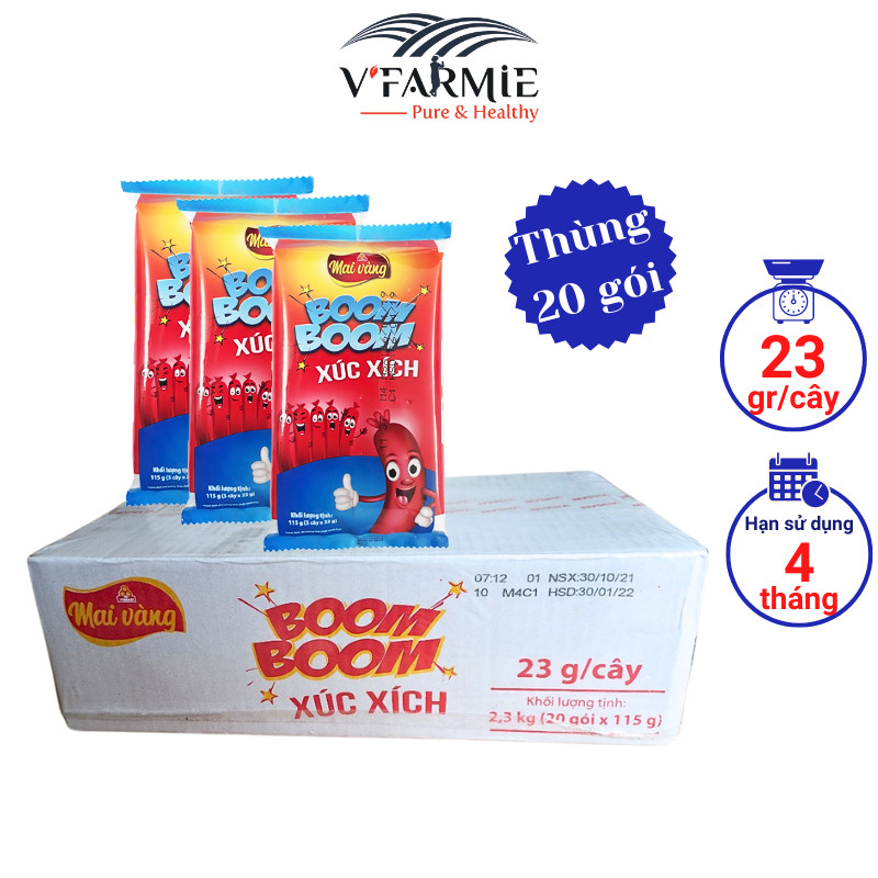 Xúc xích Vissan Boom Boom thùng 2.3kg (20 gói x 115g) | Shopee Việt Nam