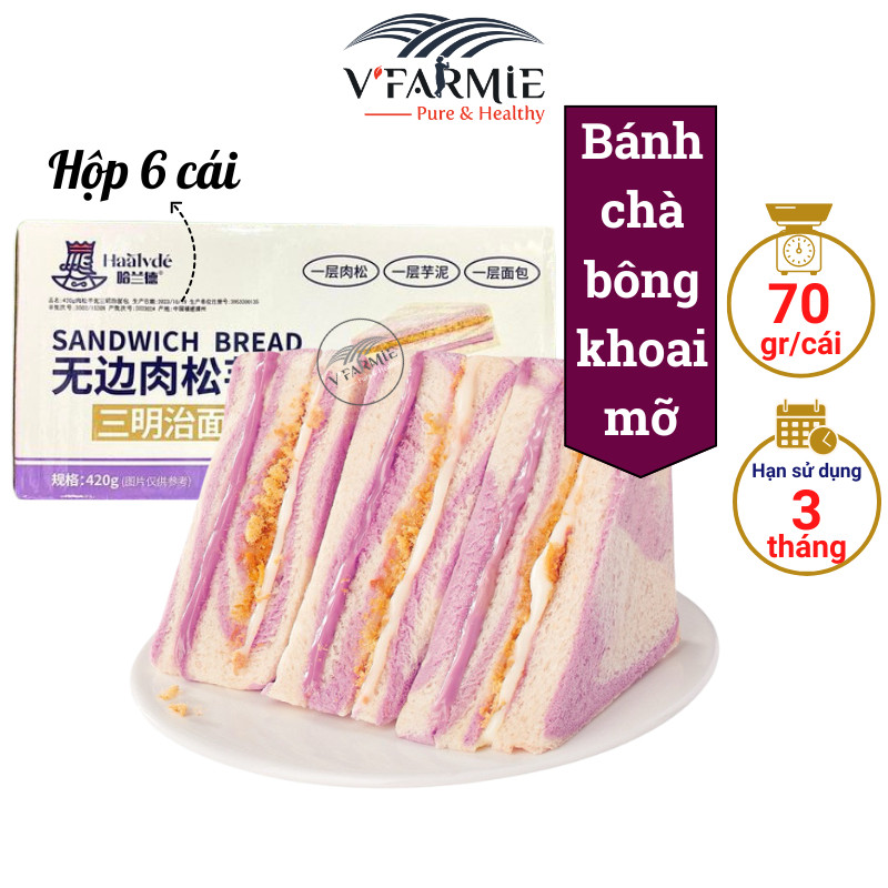Bánh sandwich tam giác chà bông khoai mỡ Haalvde hộp 420g 6 cái | Shopee Việt Nam