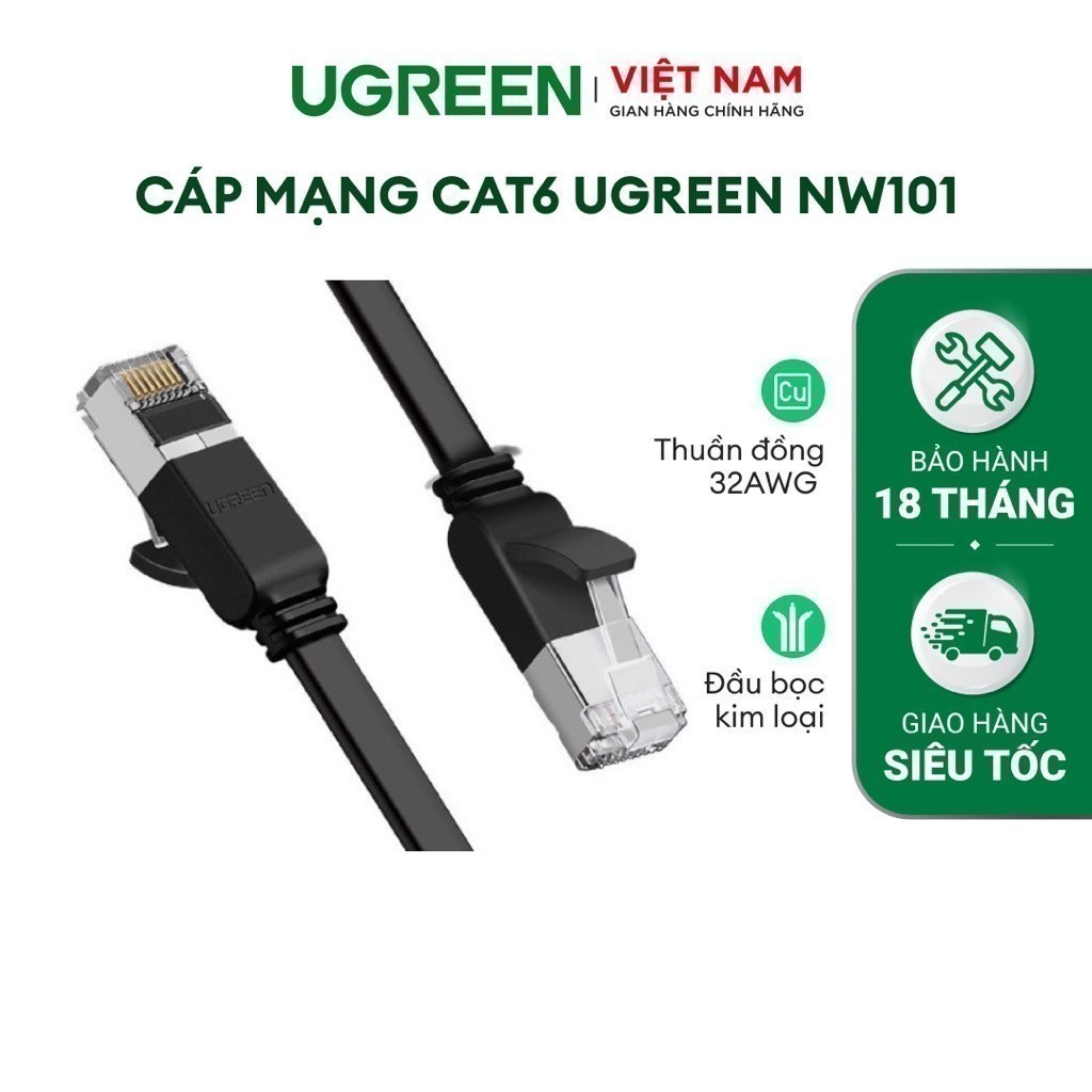 Cáp mạng Cat6 UTP 24AWG/32AWG RJ45 UGREEN NW101 Hỗ trợ tốc độ cao | Chiều dài từ 0.5-10m Bảo ...