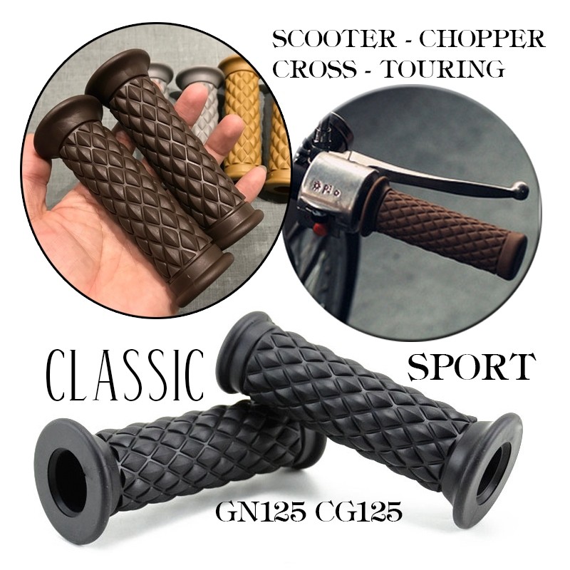 Tay nắm classic, cao su bám cực tốt Cafe Racer Chopper Bobber CG125 ...