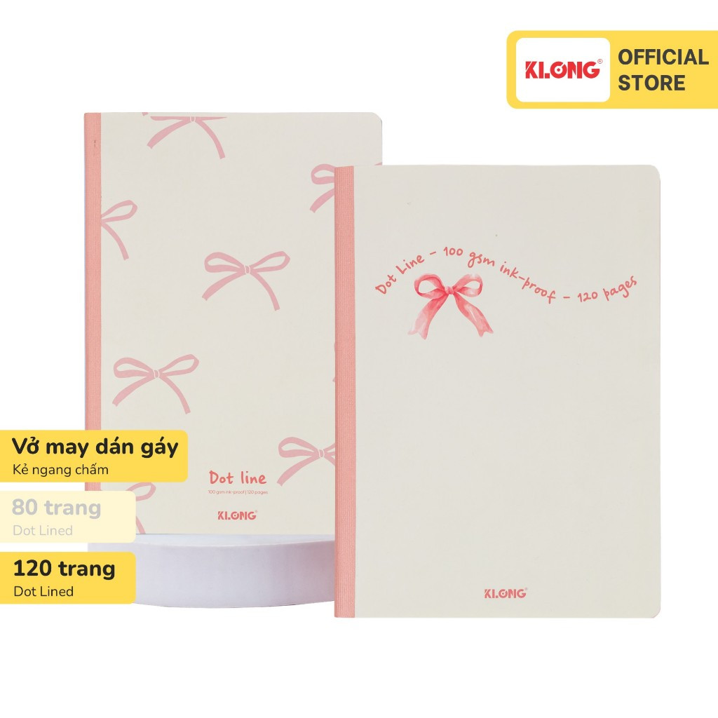 (Combo 5 cuốn) Vở kẻ ngang chấm may dán gáy Pastel Coquette KLONG B5 ...