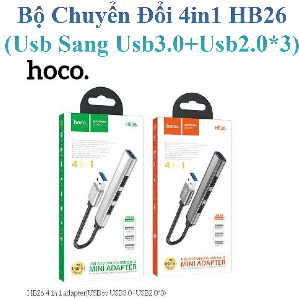 Bộ Hub Chuyển Đổi 4 Trong 1 Hoco Hb26 1 Usb 3.0 Và 3 Usb 2.0 | Shopee Việt Nam