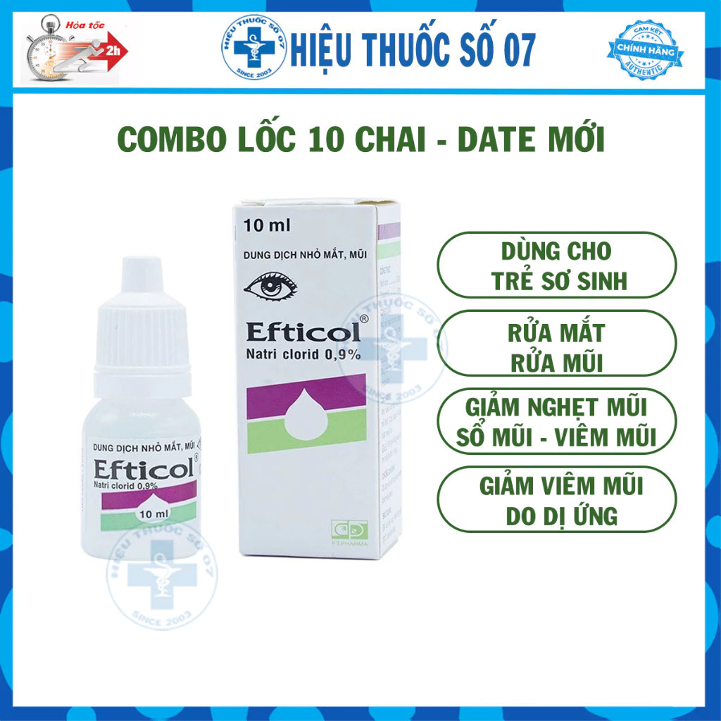 Dung dịch nhỏ mắt mũi Efticol 0,9% chai 10ml (lốc 10 chai) | Shopee ...