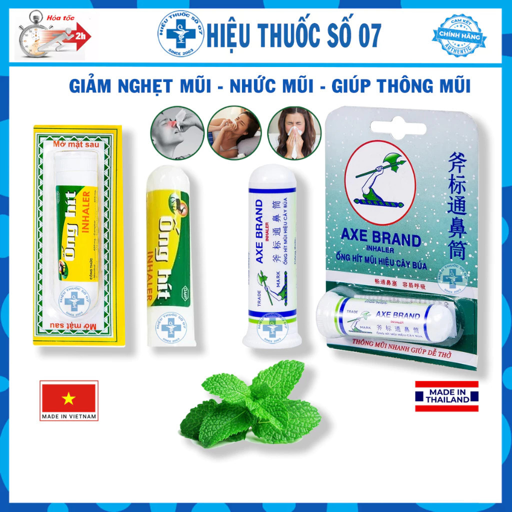 Ống hít mũi Thái Lan AXE BRAND, INHALER giảm nhanh nghẹt mũi, sổ mũi ...