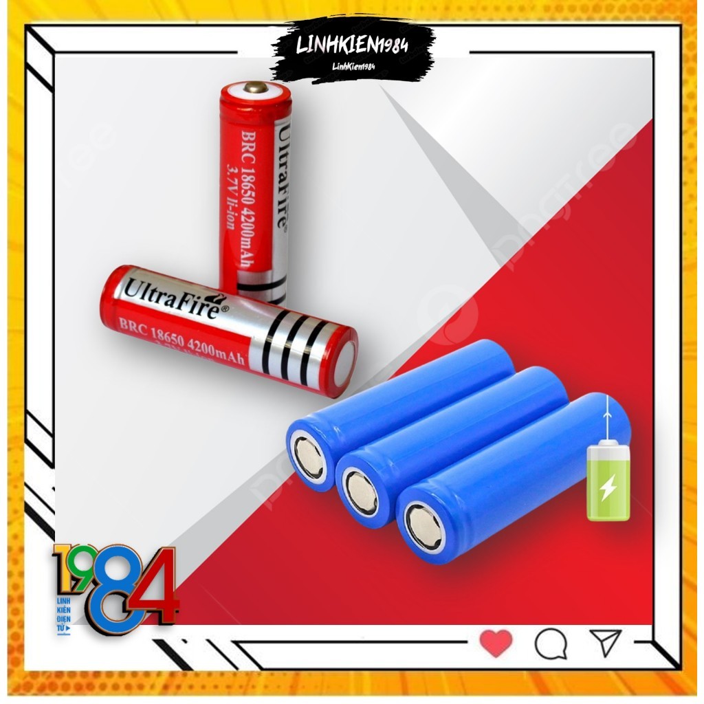 Pin 18650 Dung lượng 4200mAh 3.7v,4.2v xả 10A dùng cho quạt MINI,đèn ...