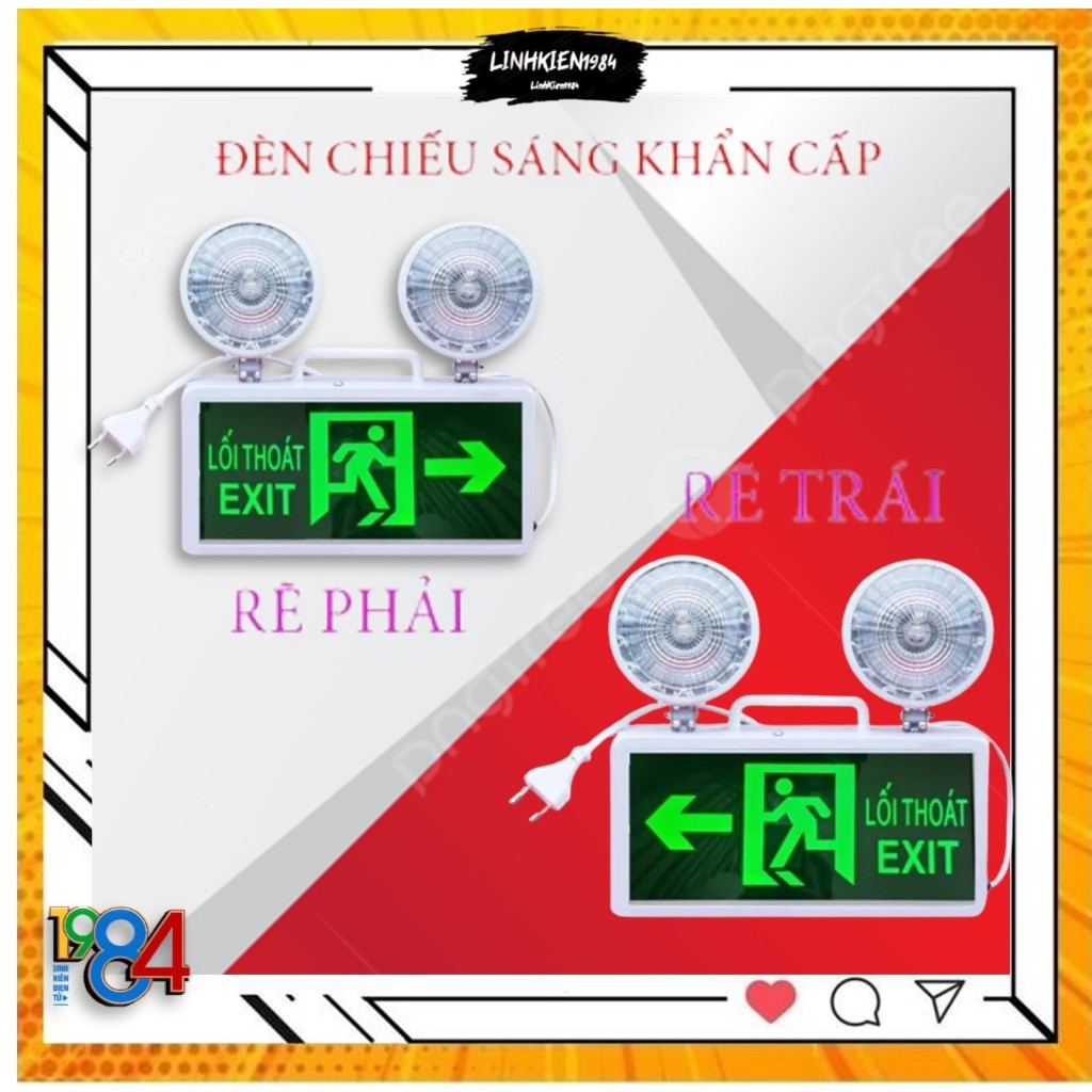 ĐÈN SỰ CỐ( RẼ TRÁI ) ( RẼ PHẢI ) KẾT HỢP EXIT LED - KHẨN CẤP EMERGENCY ...