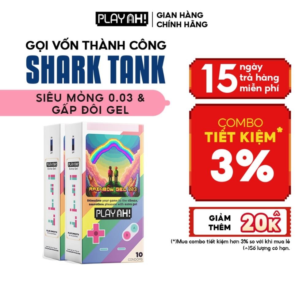 Combo 2 hộp/3 hộp Bao Cao Su PlayAh Rainbow Gel 003 Hộp 10 Size 52mm ...