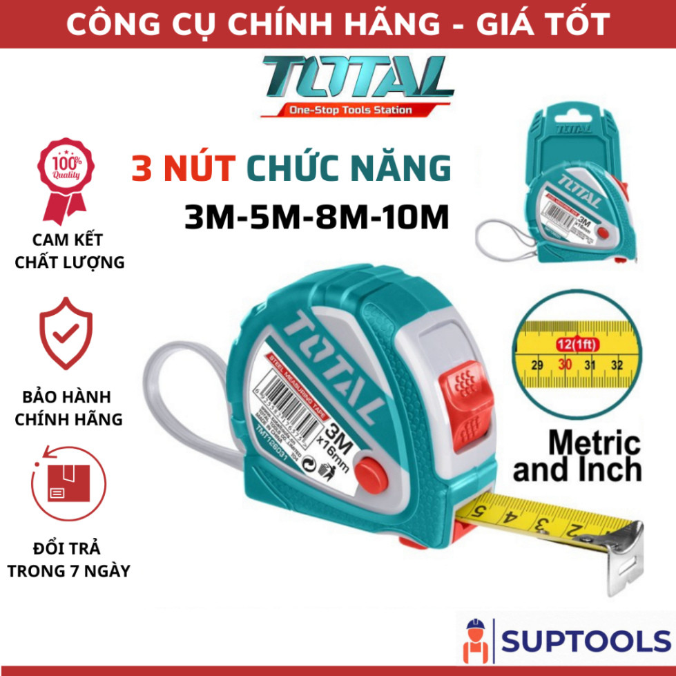 Thước kéo thép nền vàng 3-10 mét TOTAL TMT126031-TMT126051-TMT126052 ...