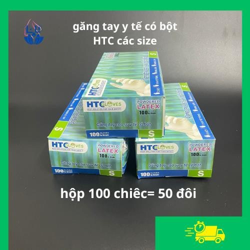 5 Hộp Găng Tay Cao Su Y Tế HTC Glove Latex Có Bột - Màu Trắng (White) Đủ Size S M L - Cao Su Tự ...