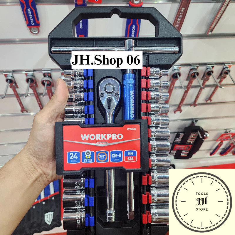 bộ tuýp 24 chi tiết cần tự động và cần chữ T 3/8 workpro hàng công ty | Shopee Việt Nam