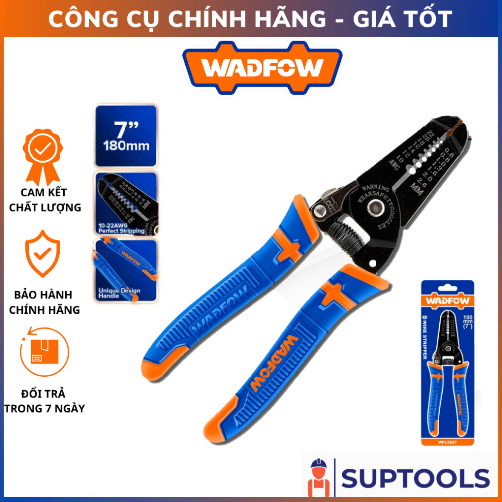 Kềm tướt dây điện 7" 180mm WADFOW WPL5607 Kìm cắt tuốt dây điện sợi ...