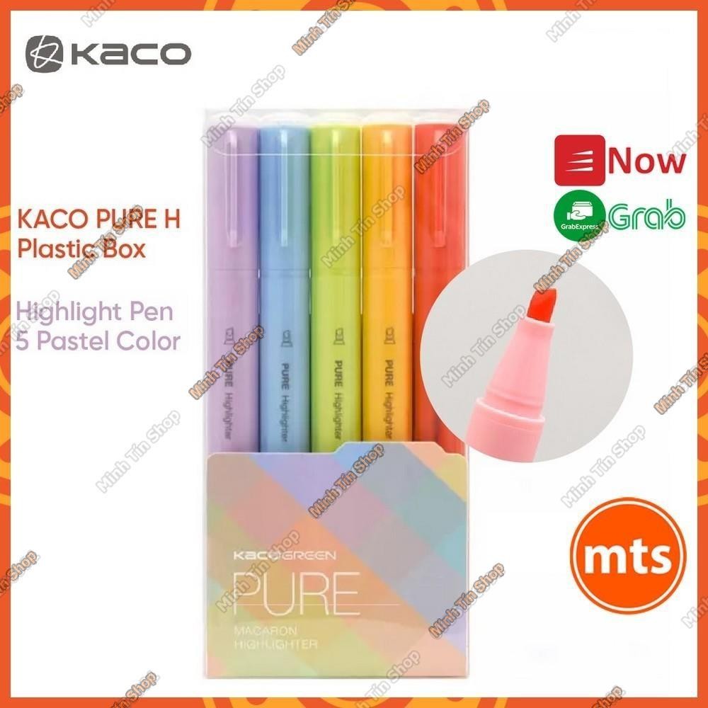 Bộ 05 bút Highlight Plastic KACO Green Macron Highlighter K1045 Pastel ...