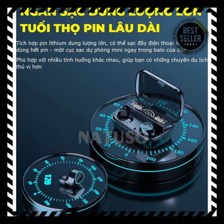 NGHỈ BÁN XẢ HÀNG Tai nghe bluetooth không dây bass mạnh M10 TWS v5.1 3500mah nút chạm cảm ứng âm ...