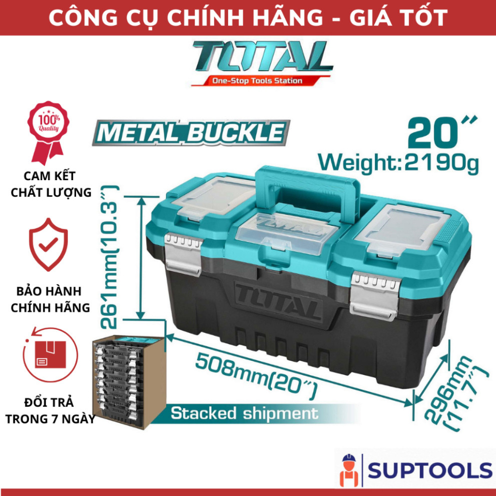 Hộp nhựa đựng công cụ 20 inch khóa kim loại TOTAL TPBX0202 Tải tối đa ...