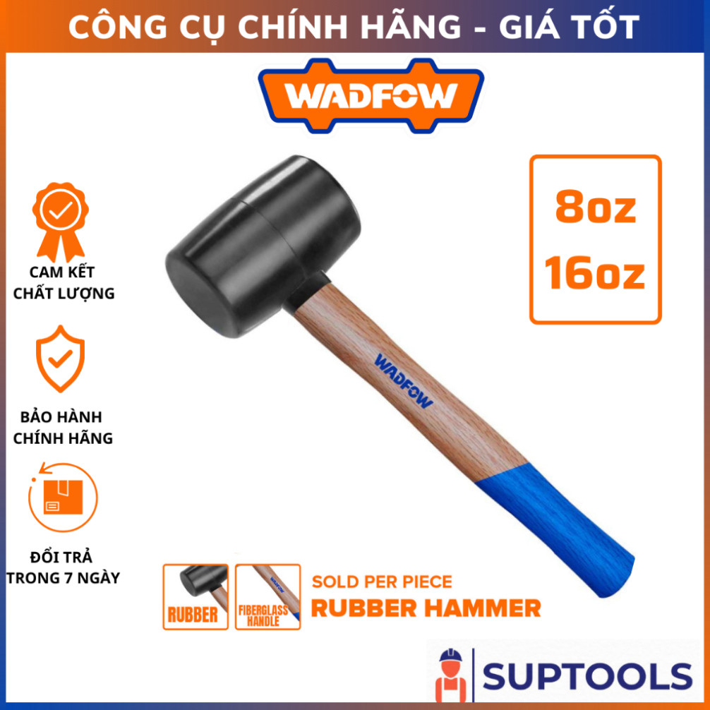 Búa cao su đen cán gỗ WADFOW WMB7301 - WMB7302 Trọng lượng 220g - 450g Tay cầm bằng gỗ cứng (Đồ ...