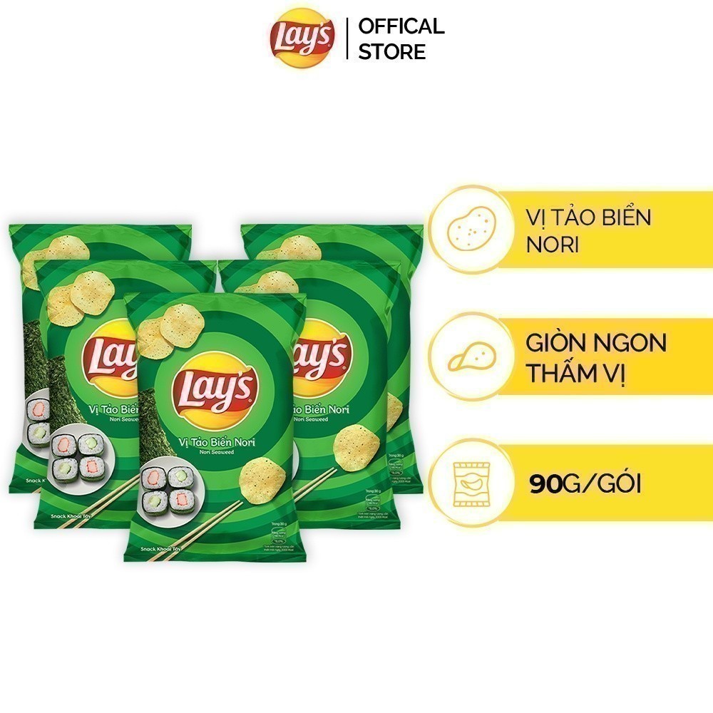 Combo 5 gói Snack Khoai Tây Lay's Vị Tảo Biển Nori (5 x 90g/gói ...