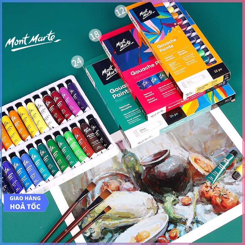 [Hỏa Tốc HCM] Bộ Màu Gouache Mont Marte 12/18/24 Màu x 12ml - Gouache ...