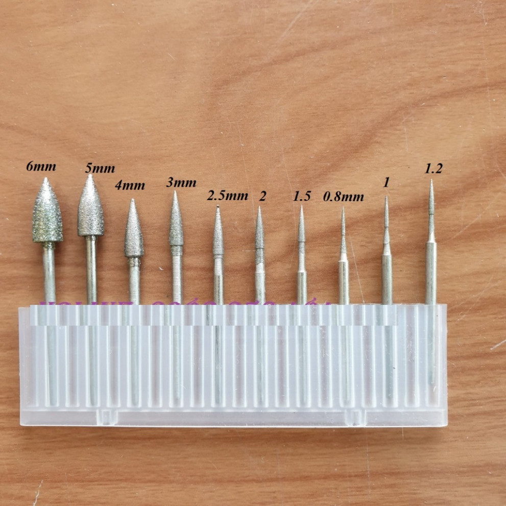 mũi mài tiến thưởng đầu nhọn TL cán 2mm 2.35mm - mài khắc đá ngọc - mài doa lỗ hạt vòng hoặc mài ...