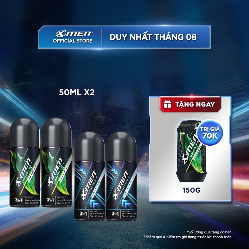 [MỚI] Combo 2 Lăn Khử Mùi XMen Amazon Hunt/ Vegas Delight 50mlx2 - Công nghệ mùi hương mới ...