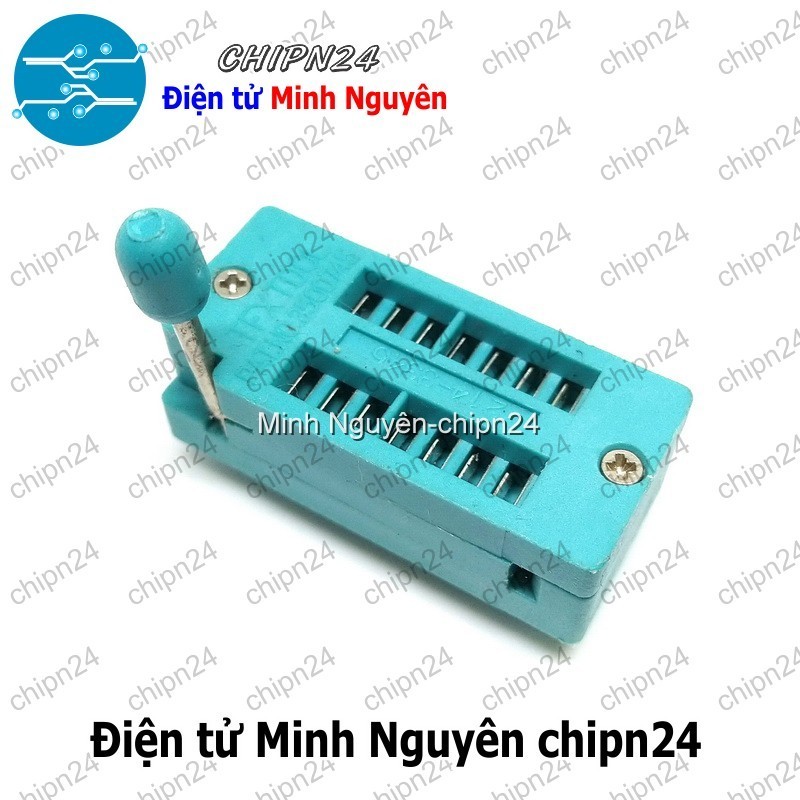 [1 cái] (F140) Đế ZIF 14P (DIP-14) (Màu Xanh, có cần gạt) (Đế cắm IC 14 ...