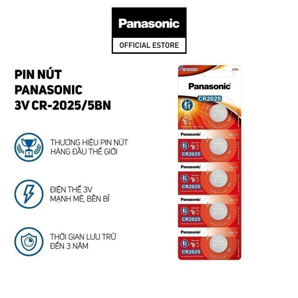 ( Vỉ 5 viên Pin nút Panasonic 3V CR-2025/5BE ) | Shopee Việt Nam