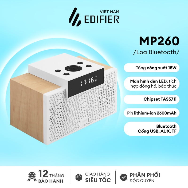 Loa Bluetooth EDIFIER MP260 | Kèm đồng hồ báo thức | Màn hình đèn LED ...