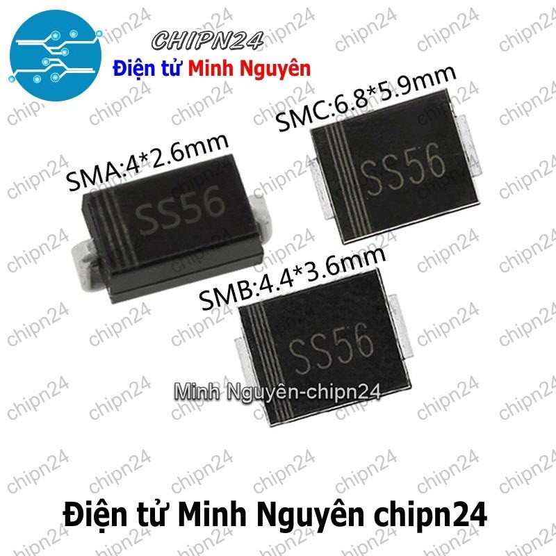 [5 con] Diode Dán SS56 SMA 5A 60V (SMD) (4.3x2.6mm) (Diode xung) | Shopee Việt Nam