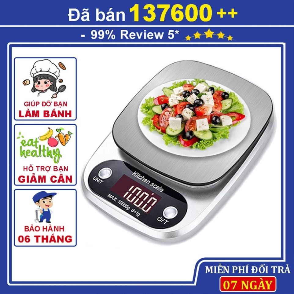 Cân tiểu ly điện tử nhà bếp mini Kitchen Scale 0.1g 1g-5kg 10kg,Cân tiểu li chính xác kèm 2 viên ...