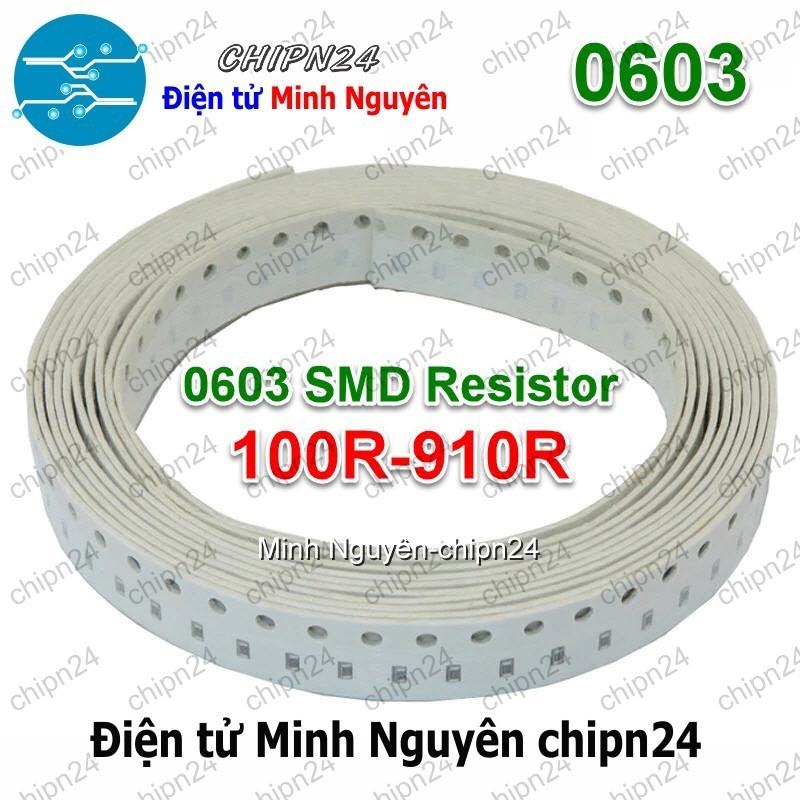 [50 con] (G44) Điện Trở dán SMD 0603 1% (1.6x0.8mm) (100R 150R 220R 330R 390R 470R 510R 560R ...