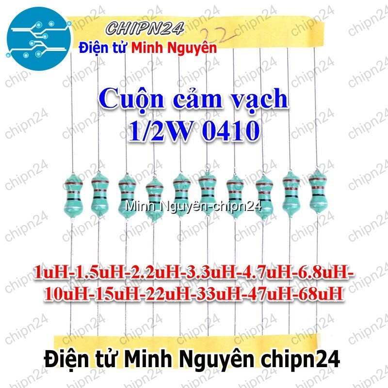 [10 cái] (KG1) Cuộn cảm vạch 1/2W DIP 0410 (1uH/1.5uH/2.2uH/3.3uH/4.7uH/6.8uH/10uH/15uH/22uH ...