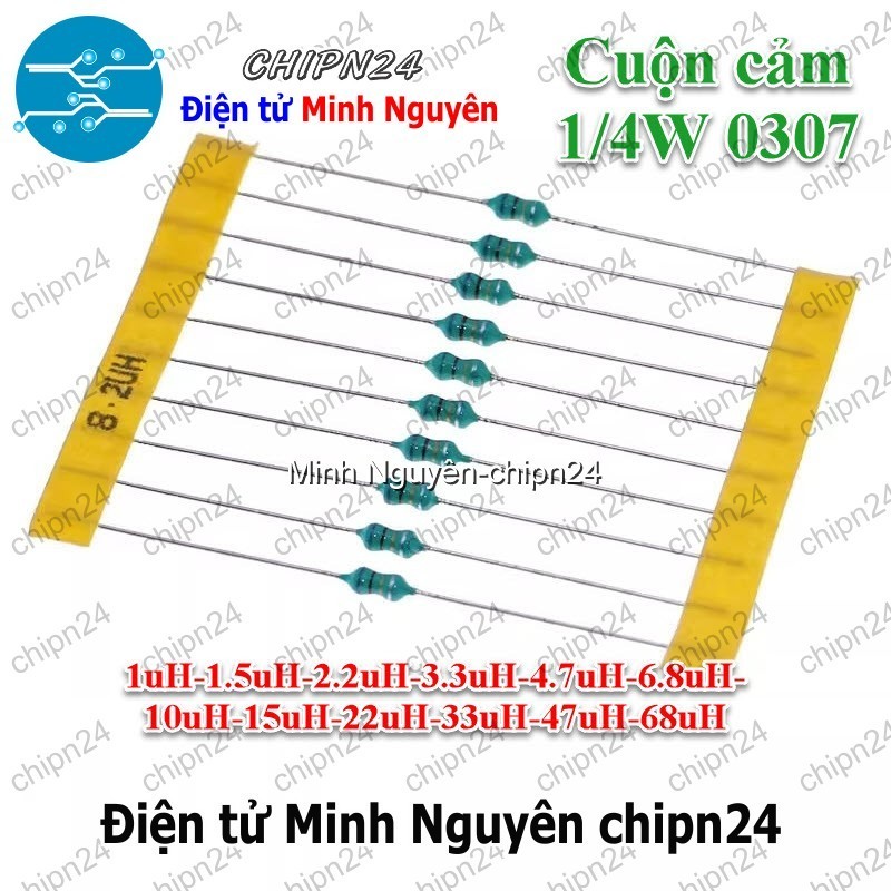 [10 cái] Cuộn cảm vạch 1/4W DIP 0307 (1uH/1.5uH/2.2uH/3.3uH/4.7uH/6.8uH/10uH/15uH/22uH/33uH/47uH ...