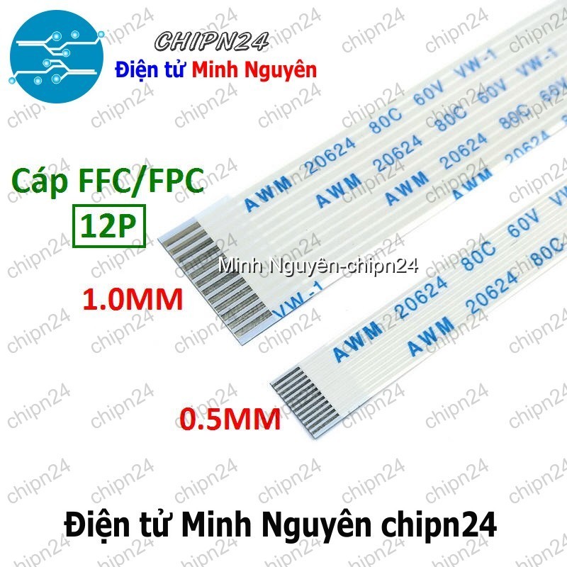 [1 sợi] Cáp FFC 12P (0.5MM/1.0MM 6/10/15/20/25/30/40CM Cùng chiều/Ngược ...