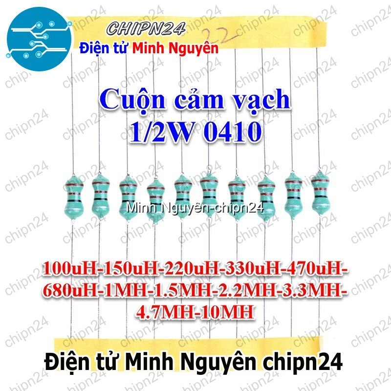 [10 cái] Cuộn cảm vạch 1/2W DIP 0410 (100uH/150uH/220uH/330uH/470uH/680uH/1MH/1.5MH/2.2MH/3.3MH ...