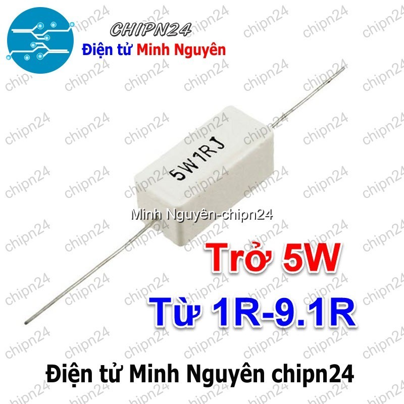 [3 con] (F314) Điện Trở Sứ 5W 5% Loại Nằm (1R 1.2R 1.5R 1.8R 2.2R 3.3R 4.7R 5.6R 6.8R 8.2R ...