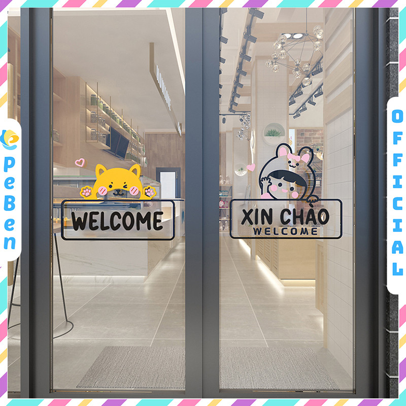 Tranh mica EPeBen dán tường nổi 3d Hình Welcome, Xin Chào trang trí Cửa ...