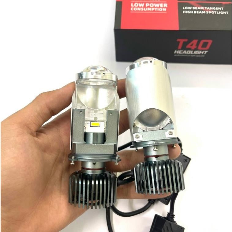 Đèn led bi cầu mini T40 Pro nâng cấp chân H4 12V-24V cho ôtô, xe máy ...