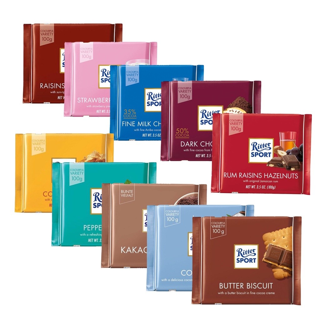 Socola Ritter Sport Colofull thanh 100gr (đủ vị). hàng chính hãng ...
