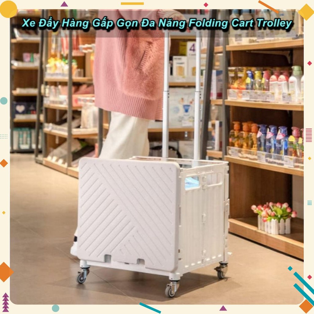 Xe Đẩy Hàng Gấp Gọn Đa Năng Folding Cart Trolley Cỡ Lớn 75L Có Nắp , 4 ...